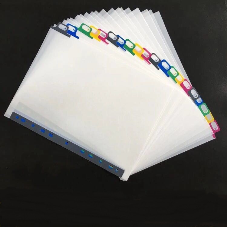 A4 20pages white plastic page index divider, 11hol... – Grandado