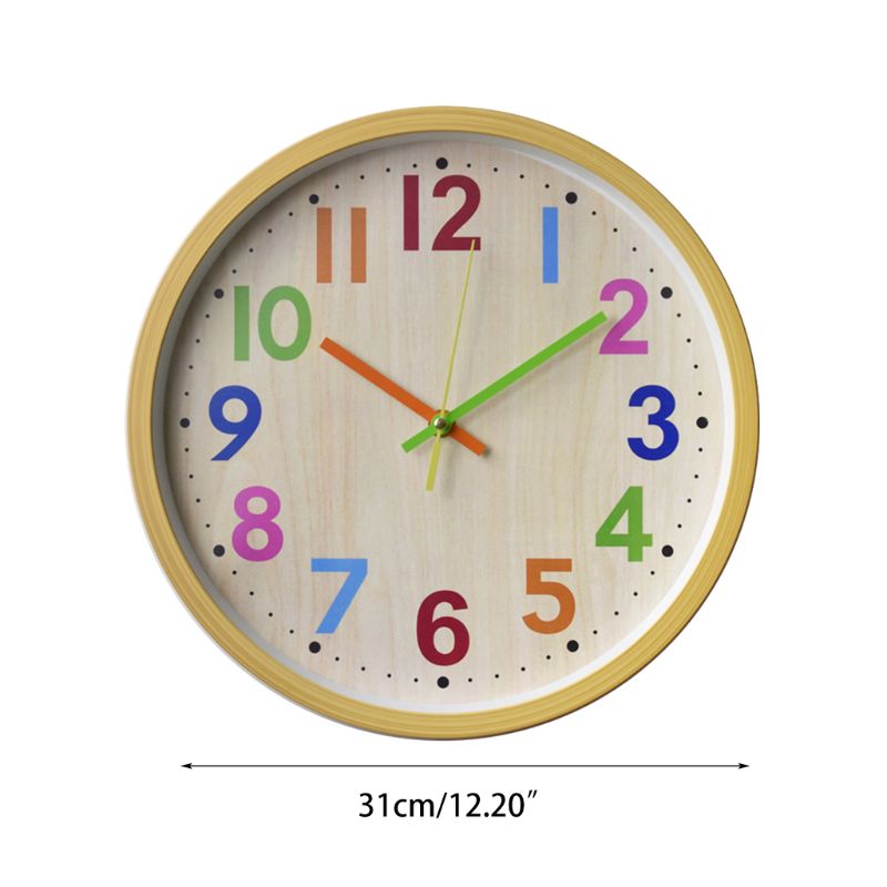 Round Color Digital Wall Clock Wooden Silent Non-t... – Grandado