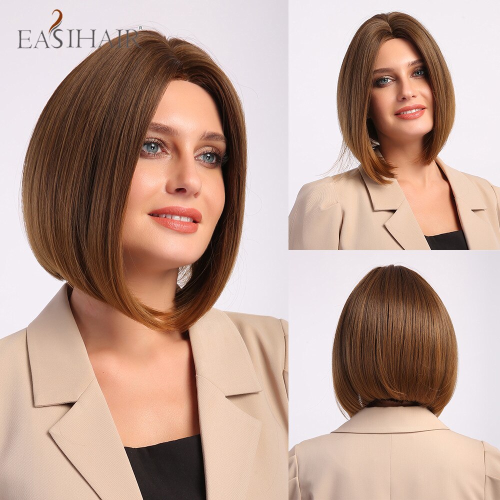 EASIHAIR Ombre Brown Blonde BoBo Synthetic Wigs Ha... – Grandado