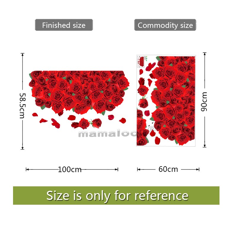 Grand autocollant mural à fleurs roses romantiques... – Grandado