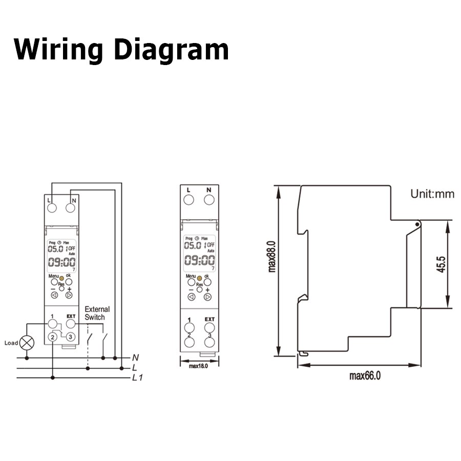 1p 18mm Single Module Din Rail 110v 220v Countdown Grandado