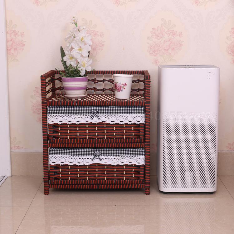 Two-layer white rattan storage cabinet drawer-styl... – Grandado