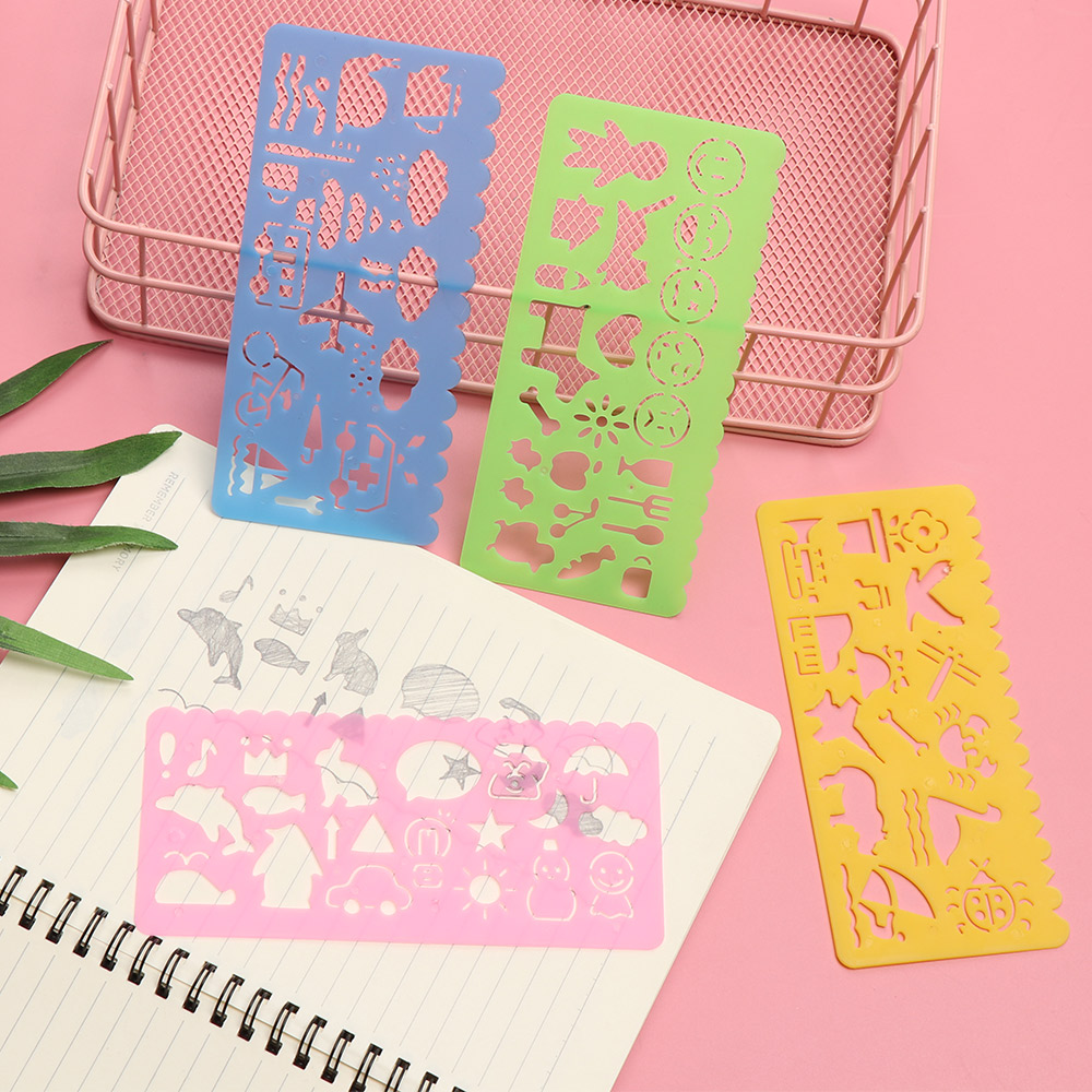 4Pcs/Pack Flower Geometric Ruler Learning Animal D... – Grandado