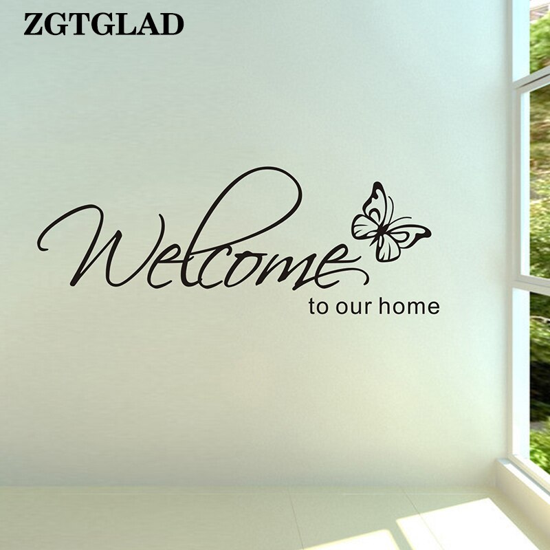 Welcome To Our Home Butterfly Text Patterns Wall S... – Grandado