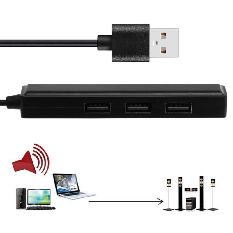 USB 2.0 3 Ports Hub With 3.5mm Sound Card Audio Ou... – Vicedeal