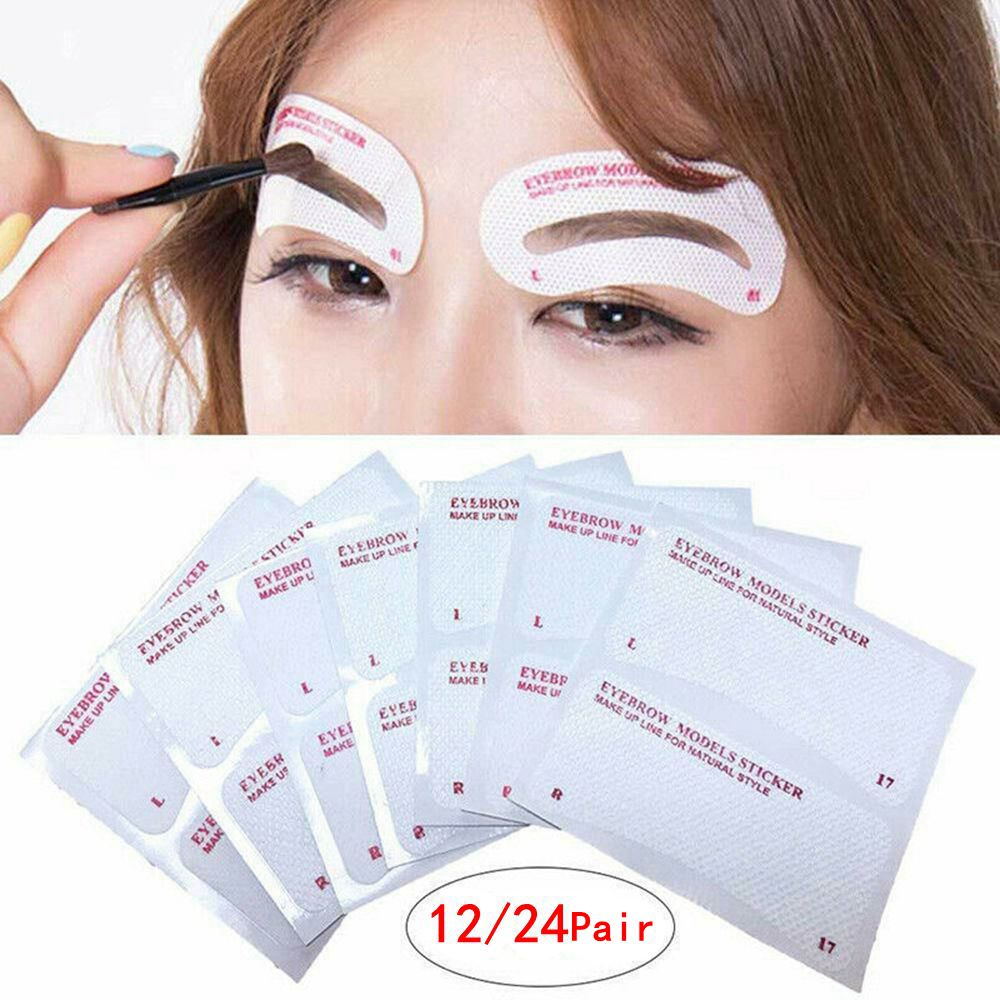 12/24 Pairs Card Eyebrow Stencil Template Grooming... – Vicedeal