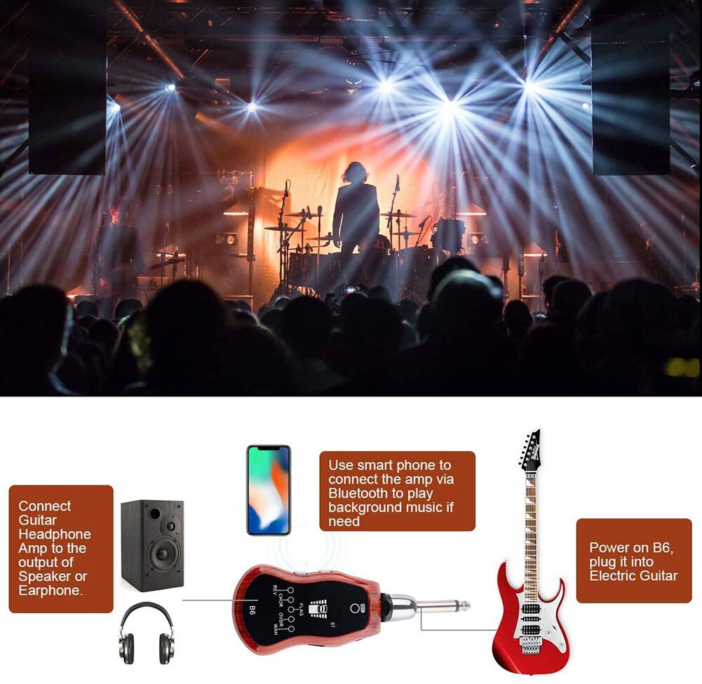 B6 Bluetooth Rechargeable Electric Guitar Earphone... – Grandado