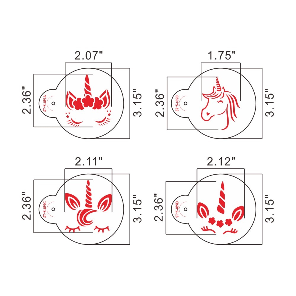 4pcs/set Unicorn Cookies Stencil Coffee Stencils T... – Vicedeal