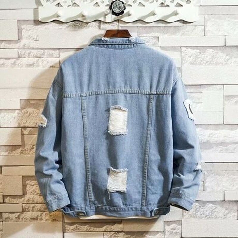 Hole Jean Jacket Men Spring Denim Jacket Men's Aut... – Grandado