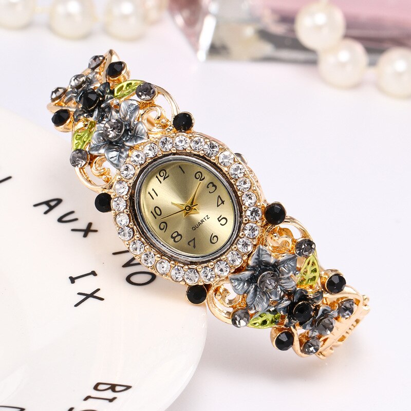 Bangle Watch Women Luxury Crystal Flower Bracelet ... – Vicedeal