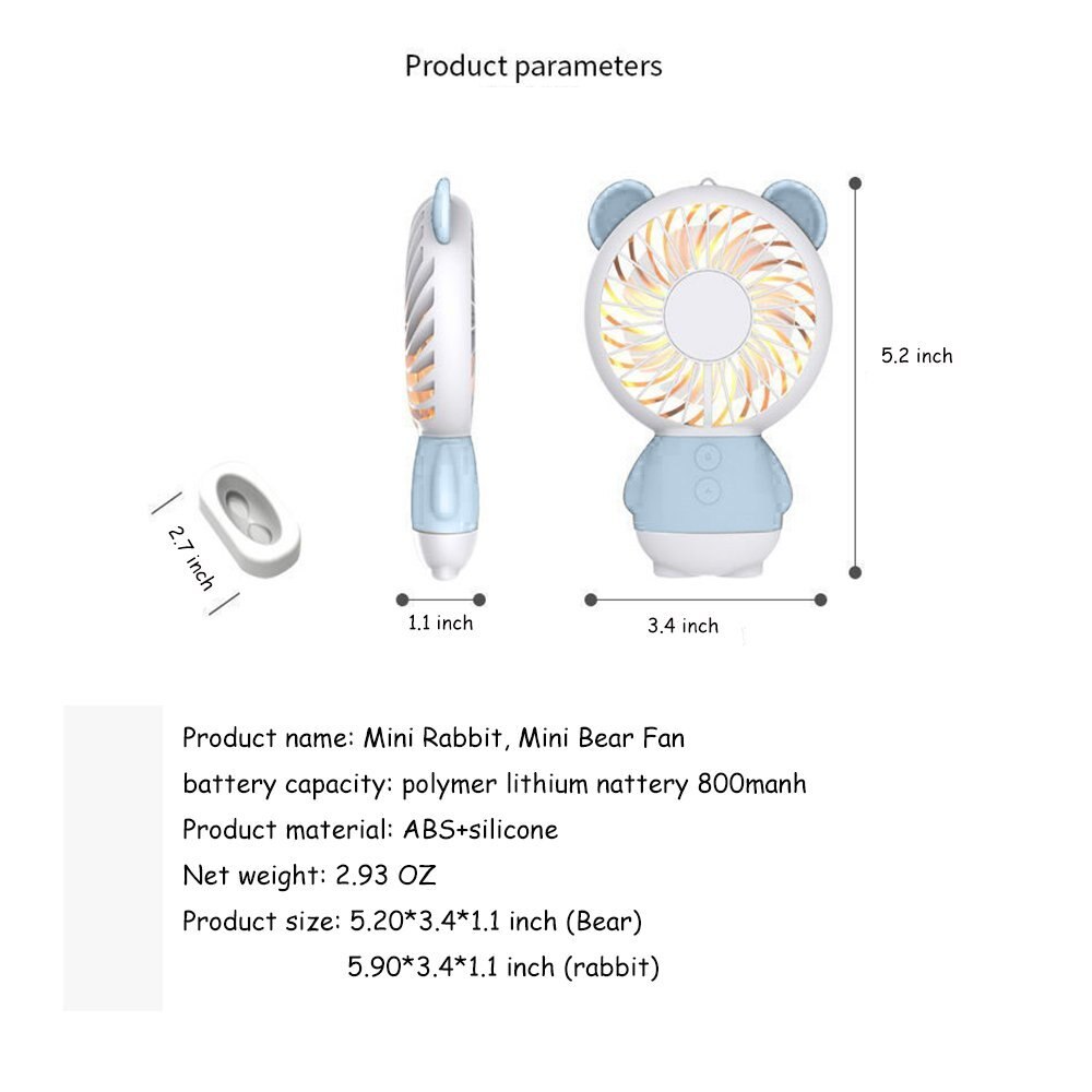 Cute Bear Handheld Small Fan,Portable Rechargeable... – Grandado