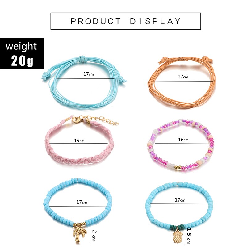 Tocona Bohemian Colored Beads Rope Bracelet Set Vi... – Grandado