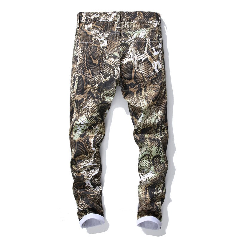 Brand Male Snakeskin Painted Men Jeans Skinny Jean... – Grandado