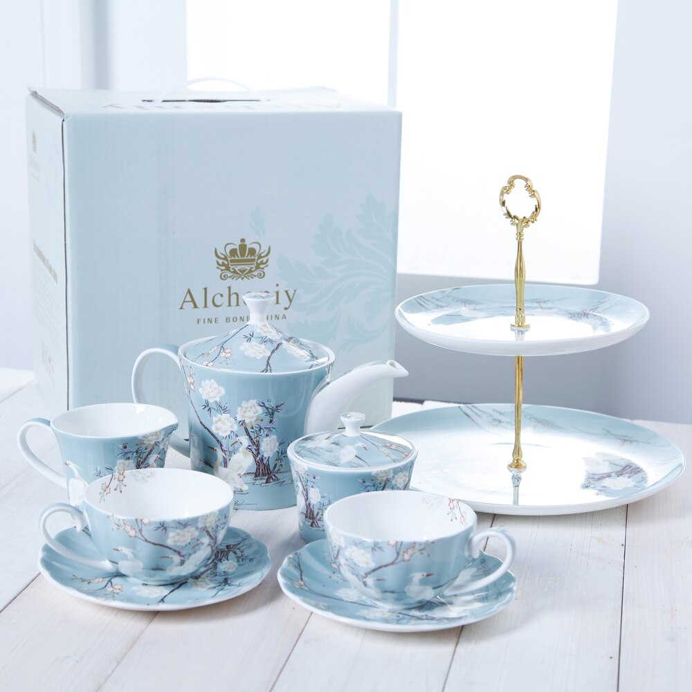 Boutique European Hand Painted White Crane Ceramic... – Grandado