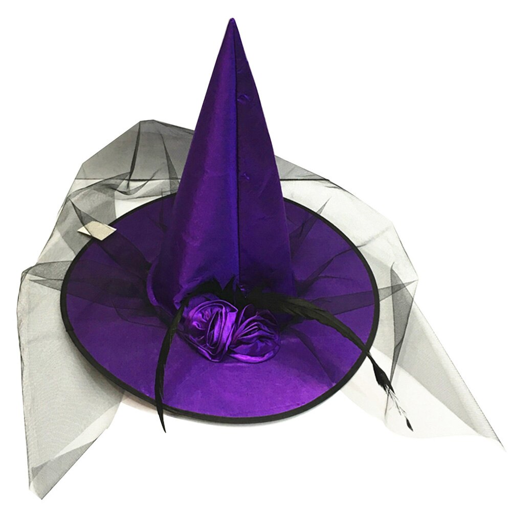 Halloween Witch Hat Costume Party Rose Mesh Decora... – Grandado