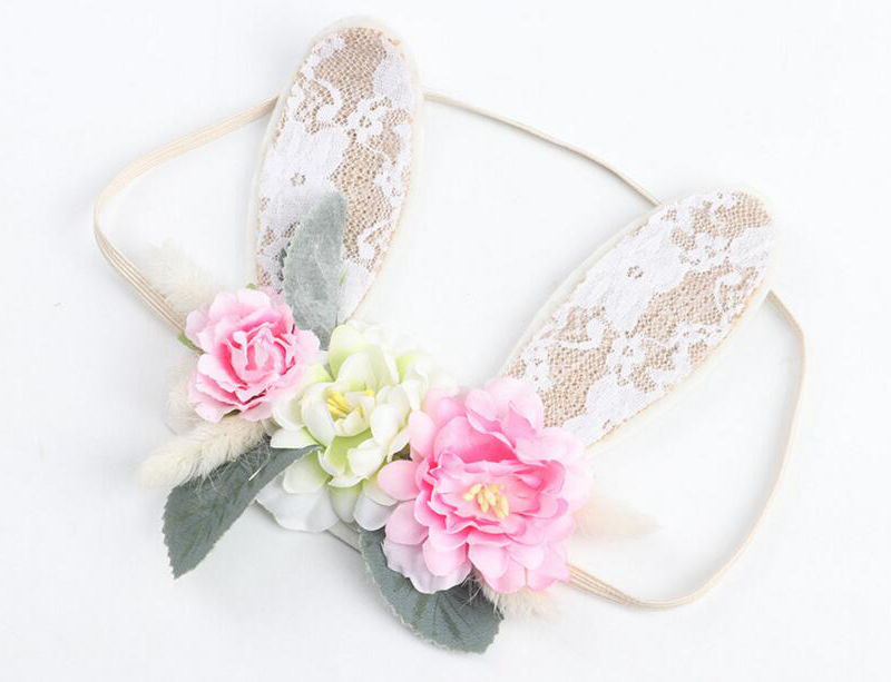 Naturalwell Girls Bunny ear flower crown headband ... – Grandado