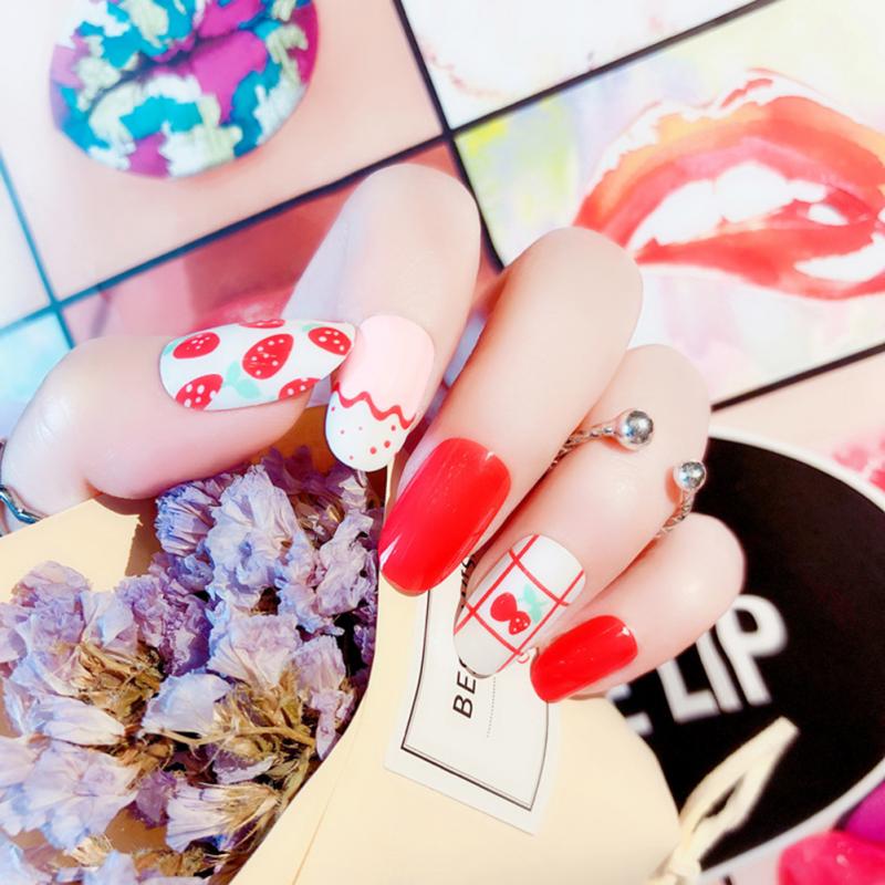 24pcs False Nails Net Cute Red Strawberry Finished... – Vicedeal