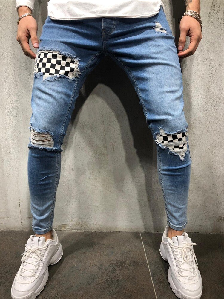 Spring Ripped Jeans pencil pants Printing denim Sl... – Vicedeal