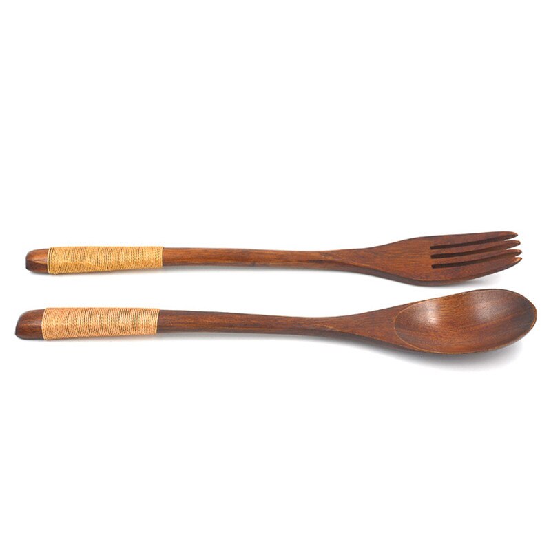 Japanese Style Flatware Sets Long Handle Wooden Fo... – Vicedeal