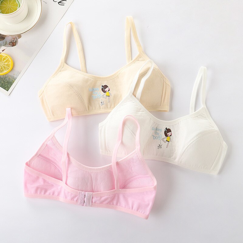3Pcs Young Girls Bra Teenager Soft Cotton Cartoon ... – Grandado