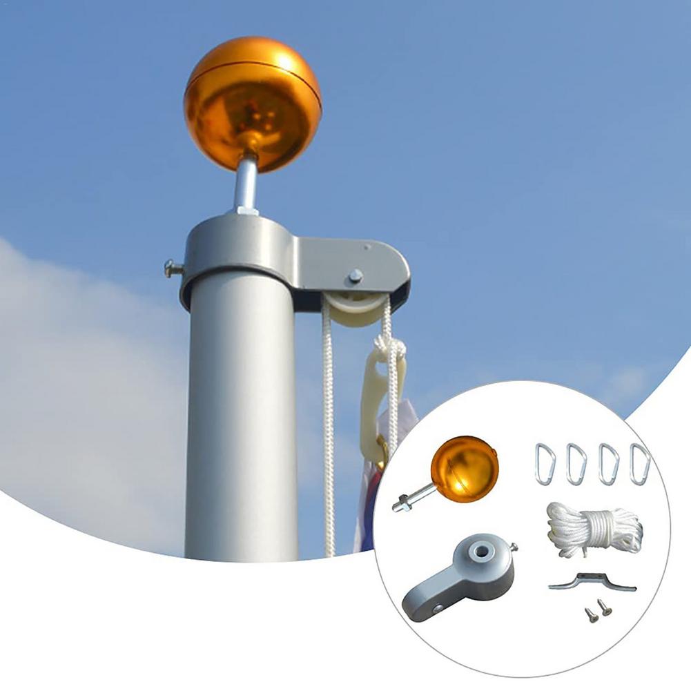 Flag Pole Parts Repair Kits Topper Gold Ball+Cleat... – Grandado