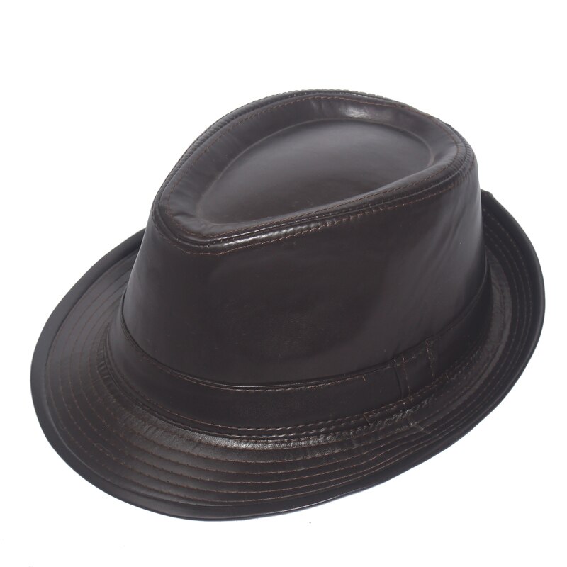PU Leather Fedora Hats Vintage Jazz Cap Cowboy Gen... – Vicedeal