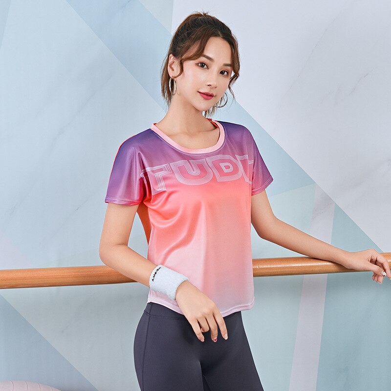 Loose Fit T Shirt Women Yoga Tops Workout Crop Top... – Grandado