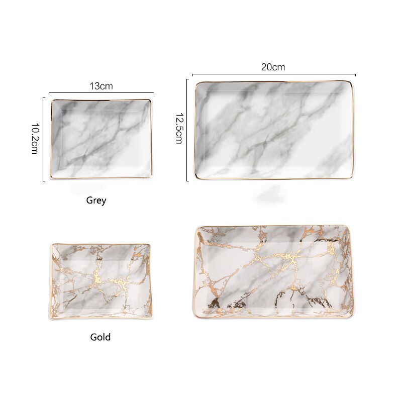 Marble Ceramic Square Plate Nordic Style Microwave... – Grandado