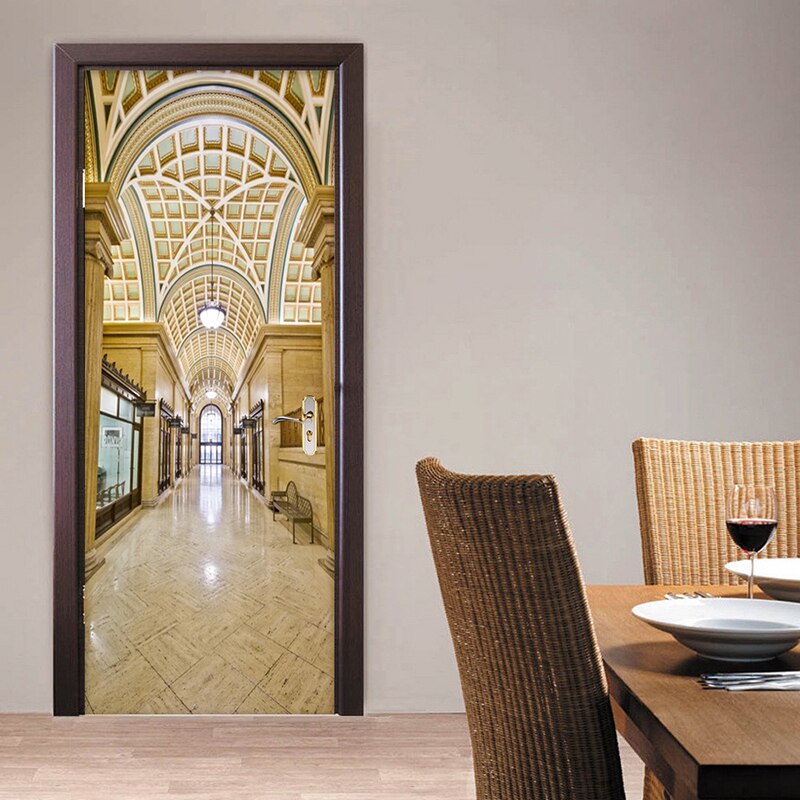 PVC Self-Adhesive Door Sticker 3D Architecture Eur... – Grandado