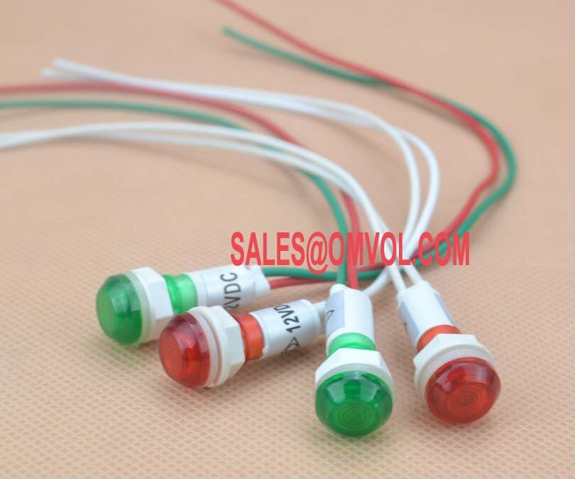 10mm LED Indicator pilot light DC12V with wire Gre... – Vicedeal