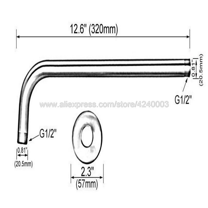 Antiek Messing Muur Douchekop Extension Pijp-12 "L... – Vicedeal
