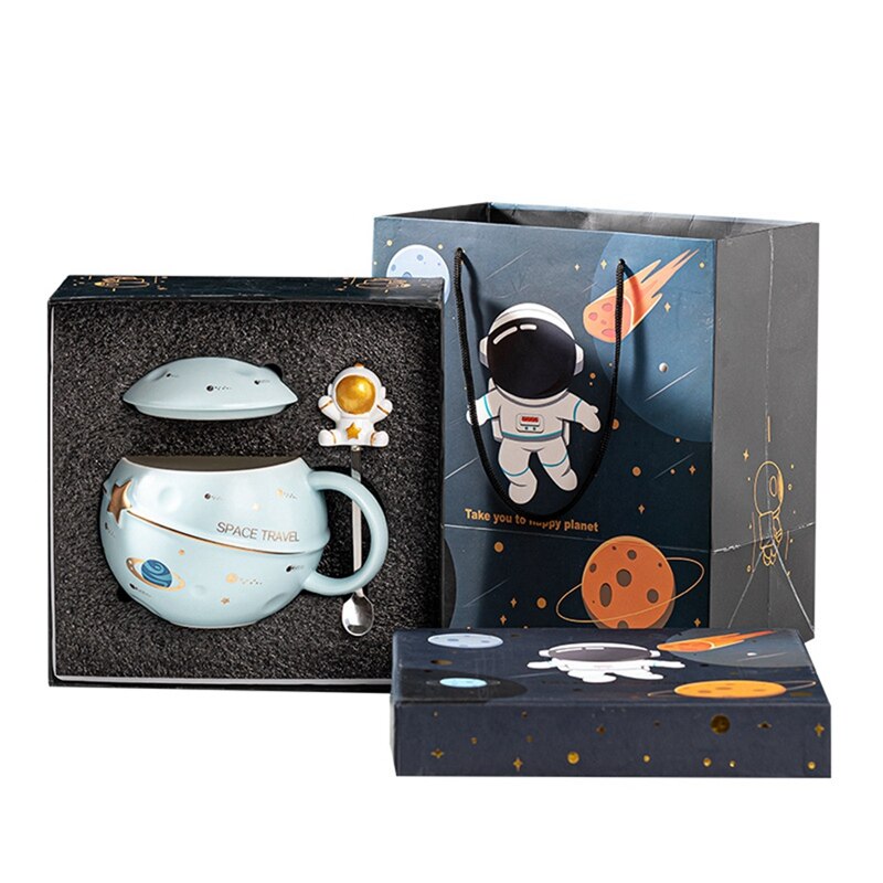Leuke Astronaut Mok Met Deksel En Lepel, Kawaii Cu... – Grandado