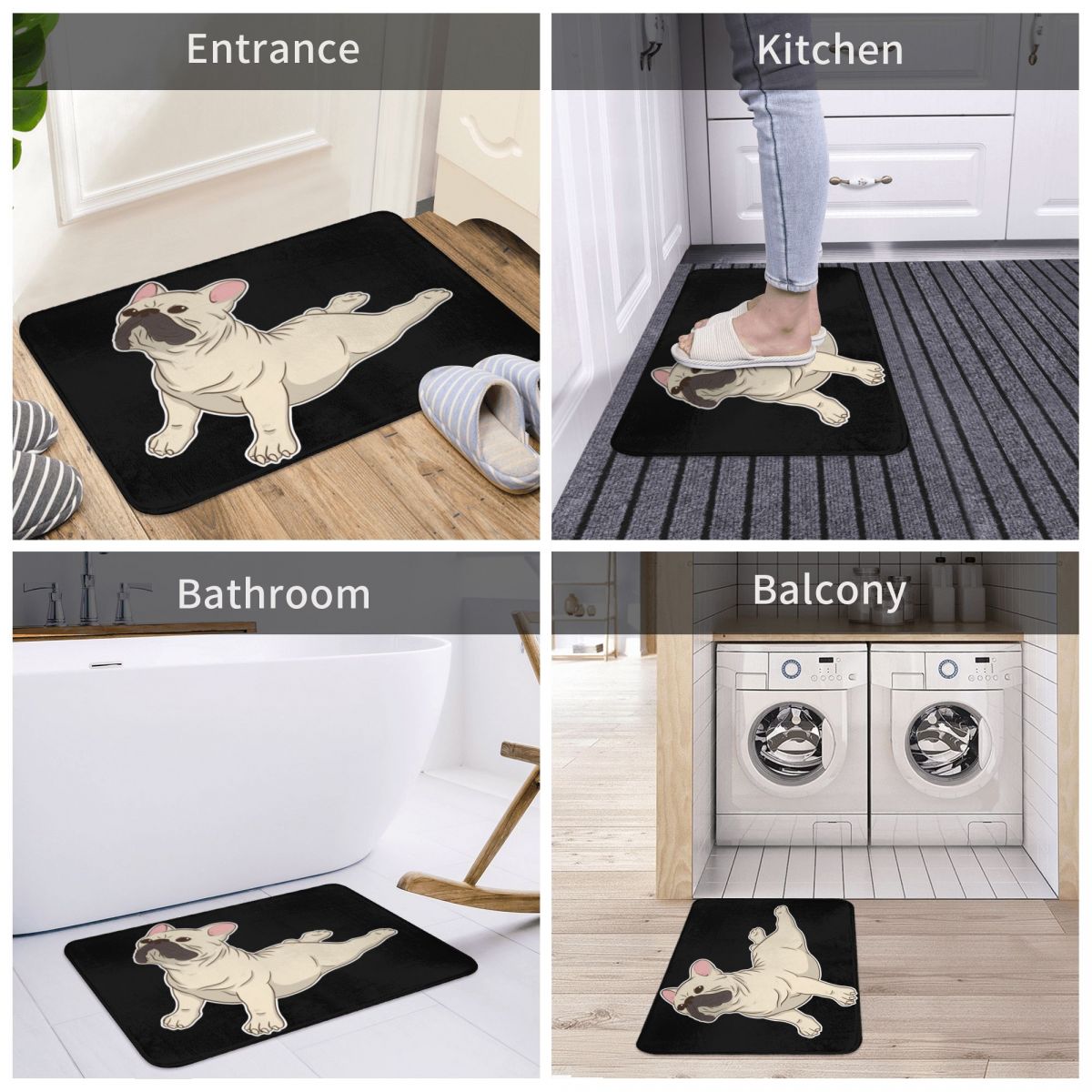 French Bulldog Yoga Doormat Bedroom Rectangle Soft... – Grandado