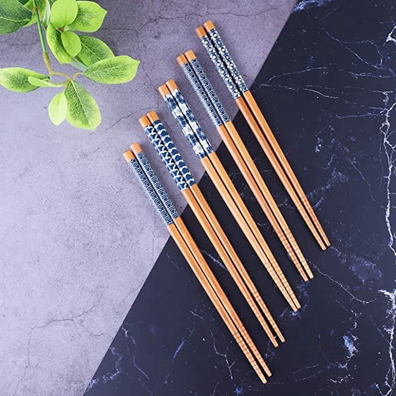 5 Pairs Natural Bamboo Chopsticks Reusable Classic... – Vicedeal
