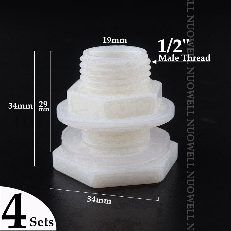 4Sets 1/2" ABS Water Tank Connectors Aquarium... – Vicedeal