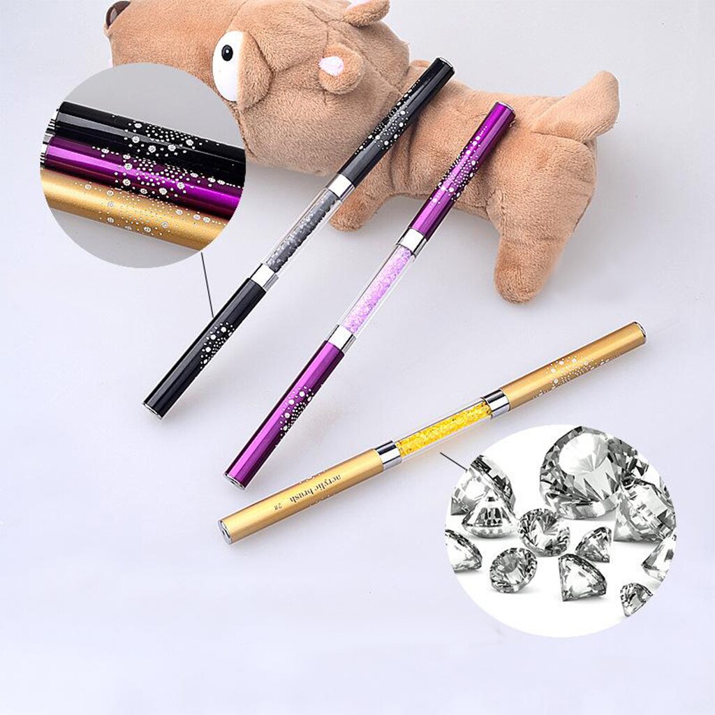 Dubbele Kop Nail Art Borstel Strass Handvat Nail T... – Grandado