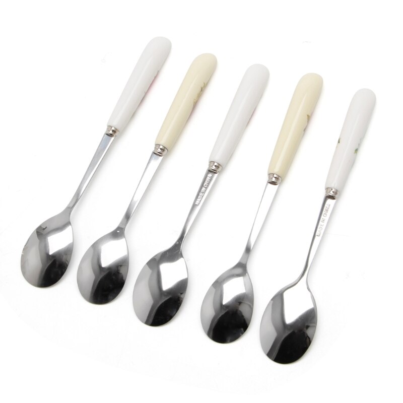 Ceramic Handle Spoon Stainless Steel Dessert Coffe... – Grandado