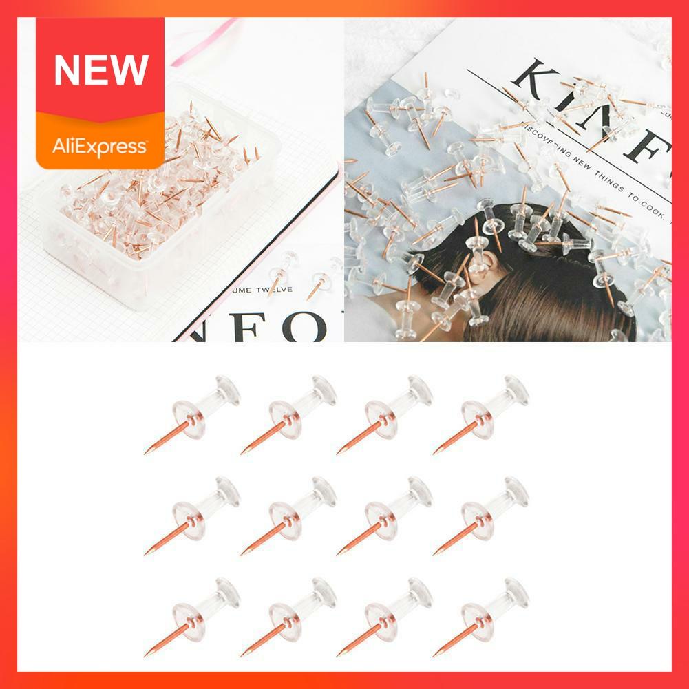 100 Pcs Transparent Push Pins Thumbtacks Rose Gold... – Grandado