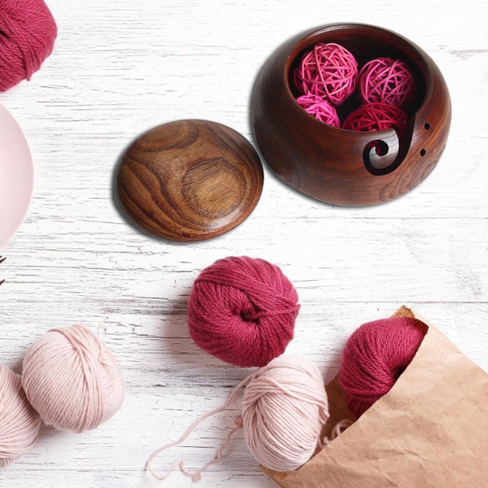 Wooden Yarn Bowl Hand Made with Wood for Knitting ... – Vicedeal
