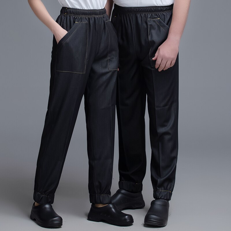 Elastic Waist Chef Pants Stretch Denim Fabric Cook... – Vicedeal