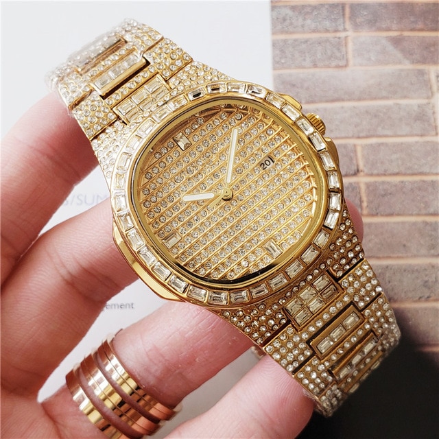Rose gold luxury full Diamond Iced Out Watch for M... – Grandado