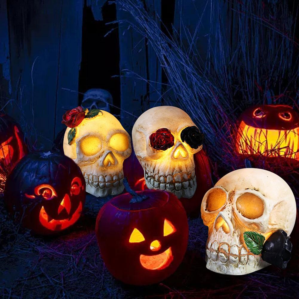LED Glowing Skull Night Light Lamp Halloween Decor... – Grandado