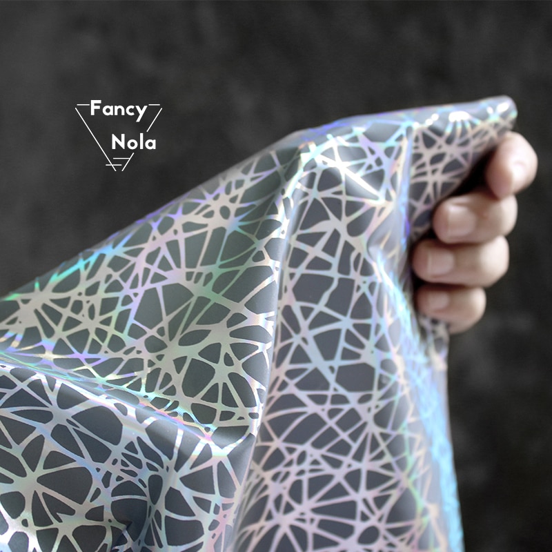 Silver Reflective Fabric Irregular Geometric Patte... – Grandado