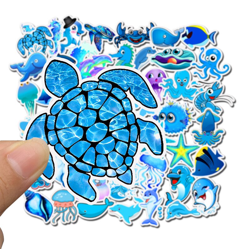 49Pcs Cartoon Sea Animal Sticker Blue Ocean Setick... – Grandado