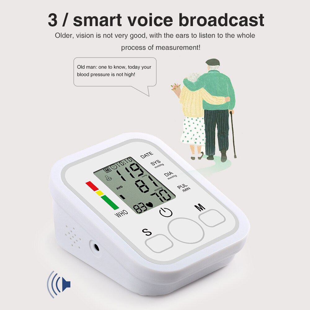 Upper Arm Blood Pressure Monitor English Voice Rec... – Vicedeal
