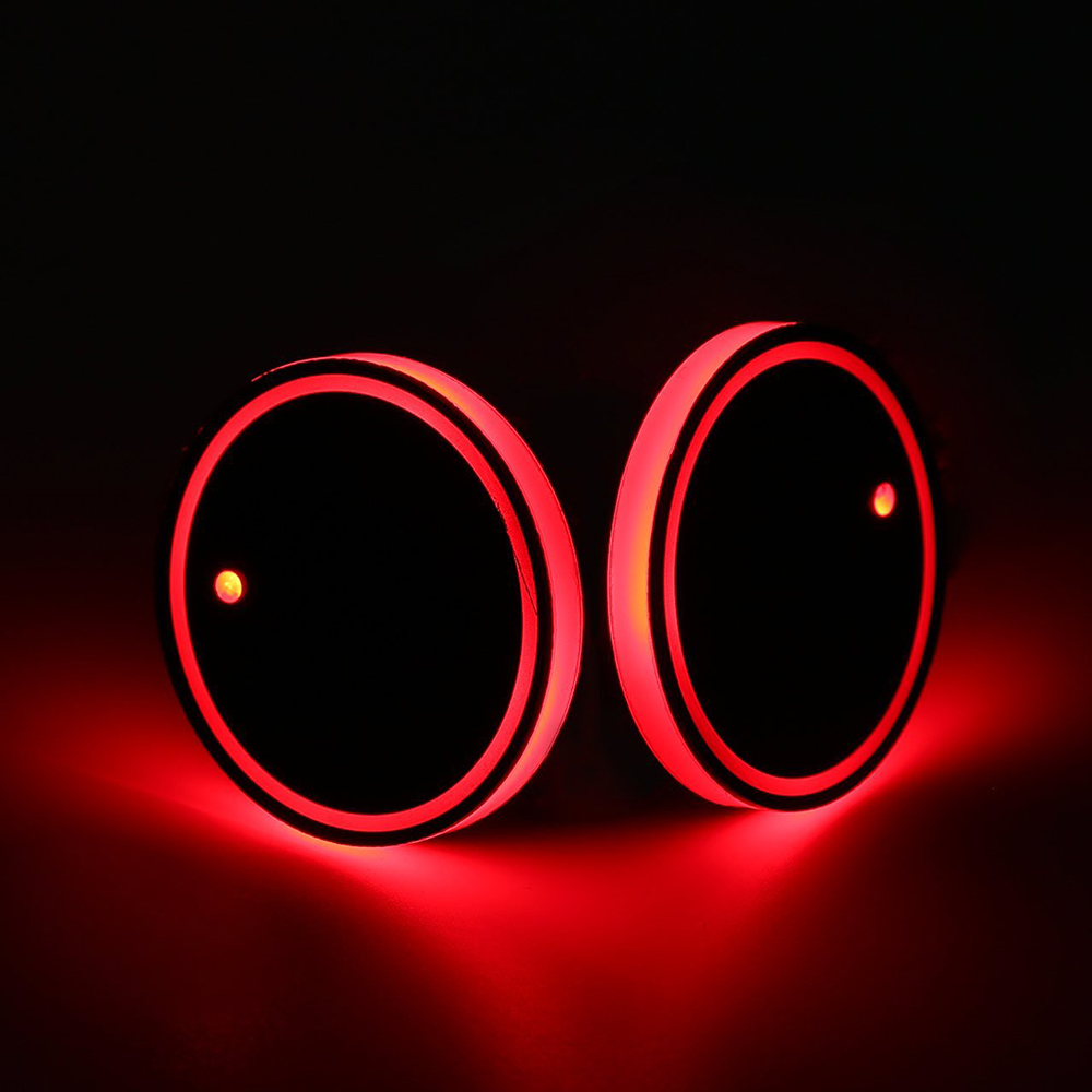 2Pcs Car LED Water Cup Holder Bottom Mat RGB Light... – Grandado