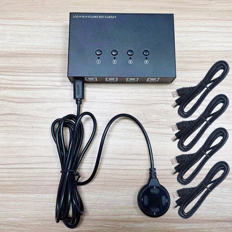 4 Port USB 2.0 KVM Switch Selector 4Port PCs Shari... – Grandado
