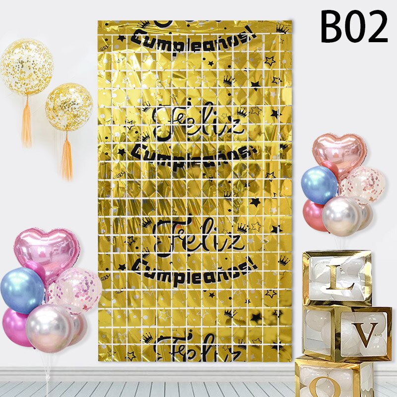 2M Happy Birthday Sequin Backdrop Decor Curtain Fo... – Vicedeal