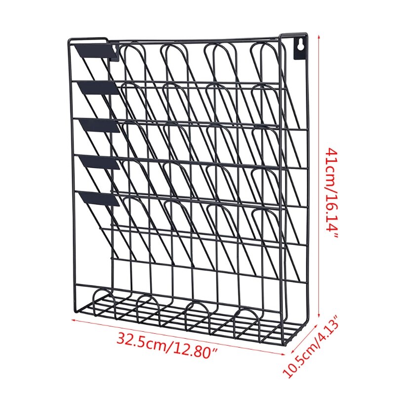 Wall File Holder Rack 5 Tier with Bottom Flat Tray... – Grandado