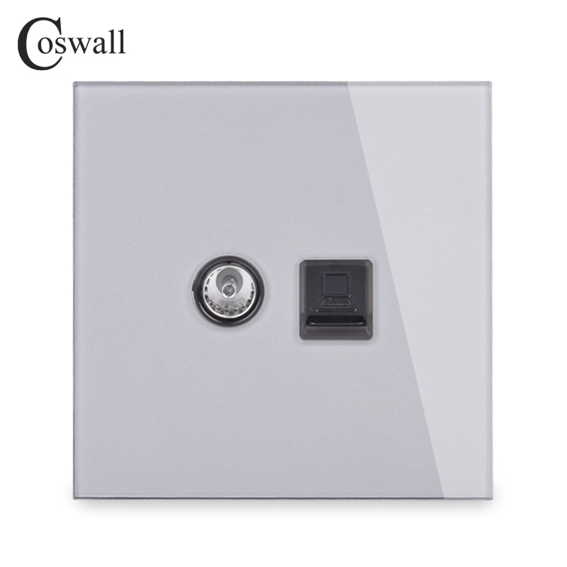 COSWALL Crystal Glass Panel Wall Socket Female TV ... – Grandado
